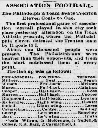 Philadelphia and the other first professional soccer league in the U.S ...